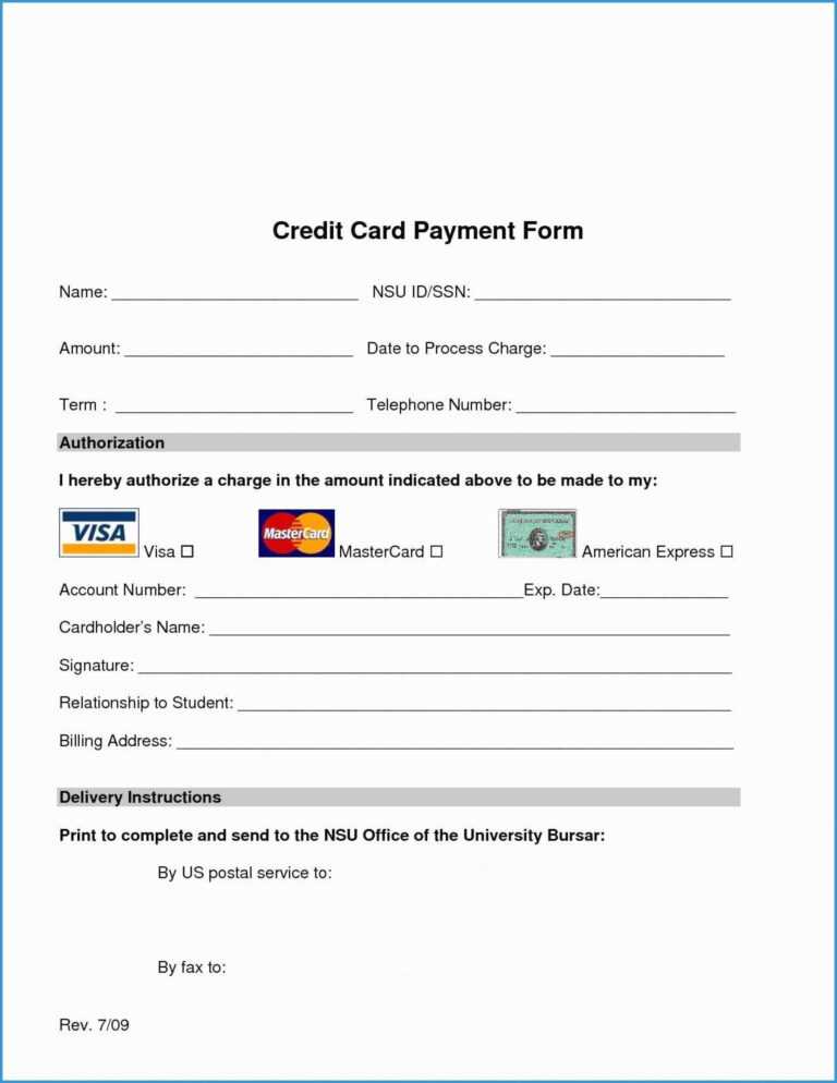 Credit Card Billing Authorization Form Template