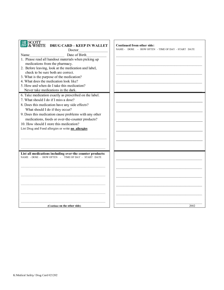 009 Template Ideas Medical Wallet Card Medication List throughout ...