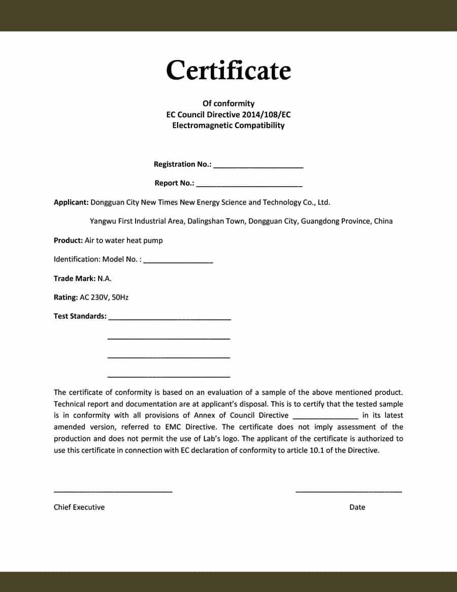 40 Free Certificate Of Conformance Templates Forms With Certificate