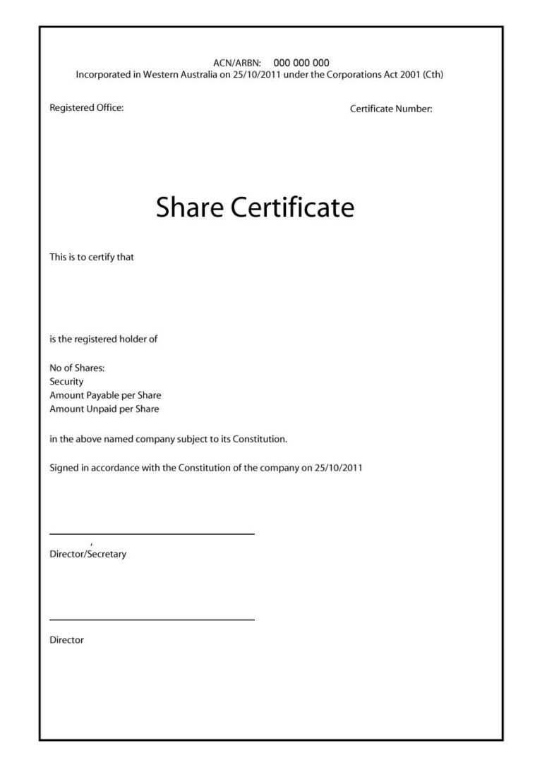 Template For Share Certificate – Sample.gelorailmu.com