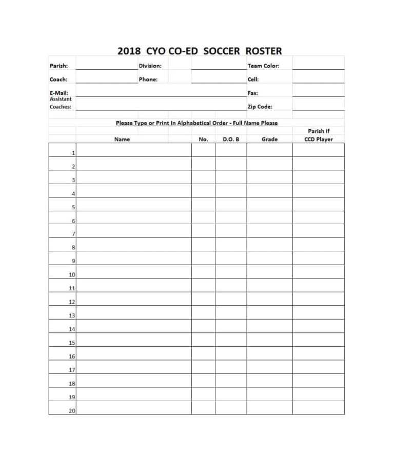 49 Printable Soccer Roster Templates (Soccer Lineup Sheets) ᐅ with ...