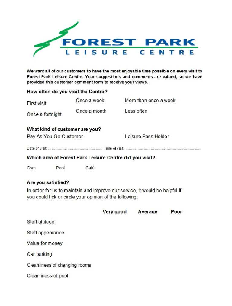 50 Printable Comment Card & Feedback Form Templates ᐅ within Comment ...