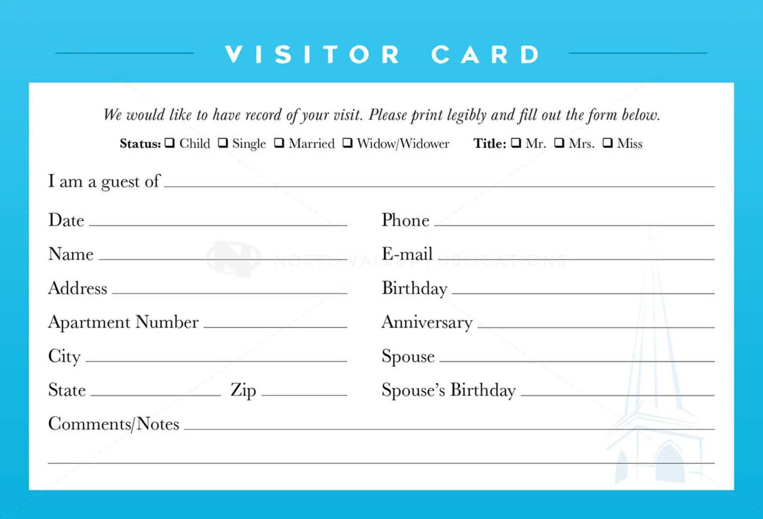 62D2C Guest Card Template | Wiring Library inside Church Visitor Card ...