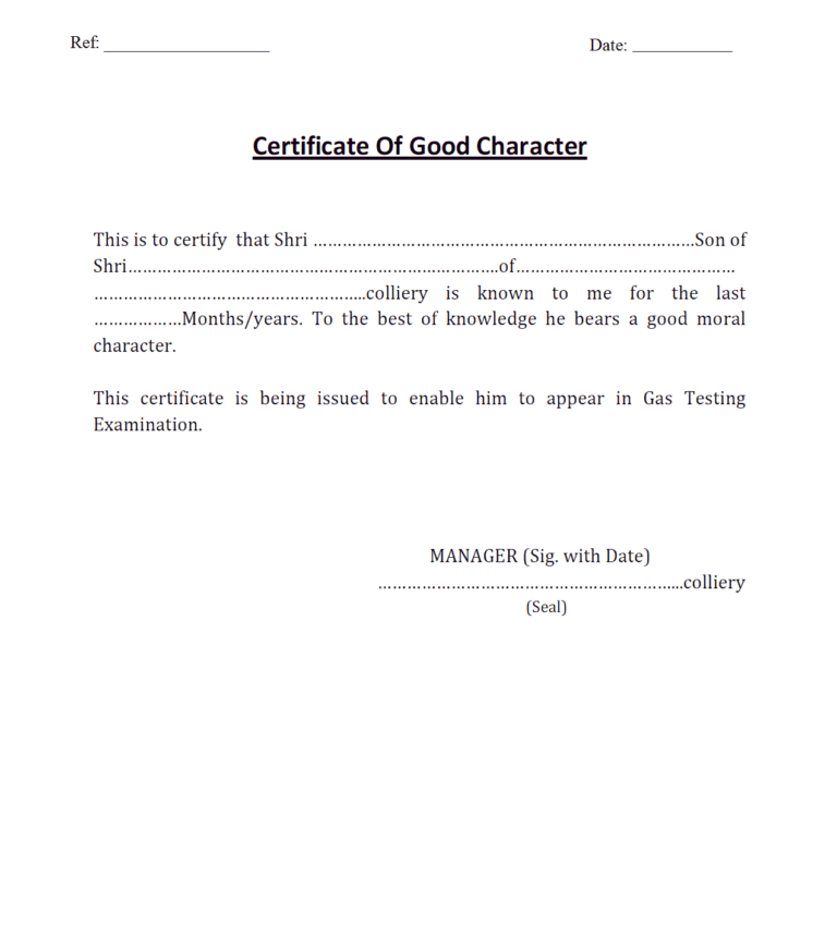 7 Character Certificate Templates Word Excel Samples Regarding Good 