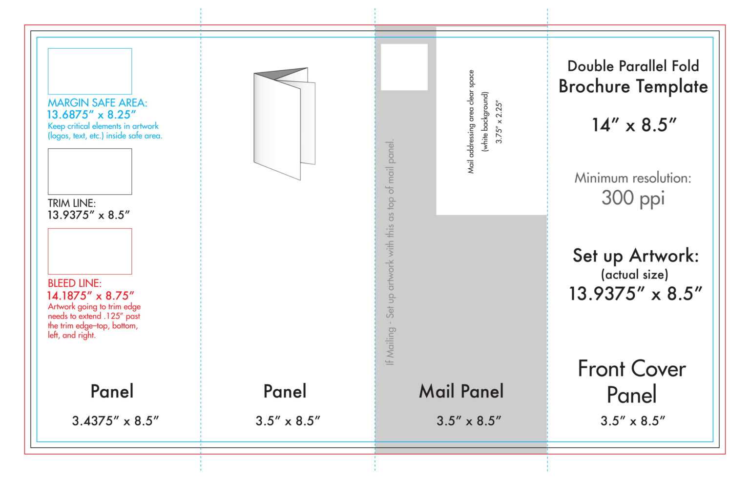 8.5" X 14" Double Parallel Brochure Template – U.s. Press In Brochure ...