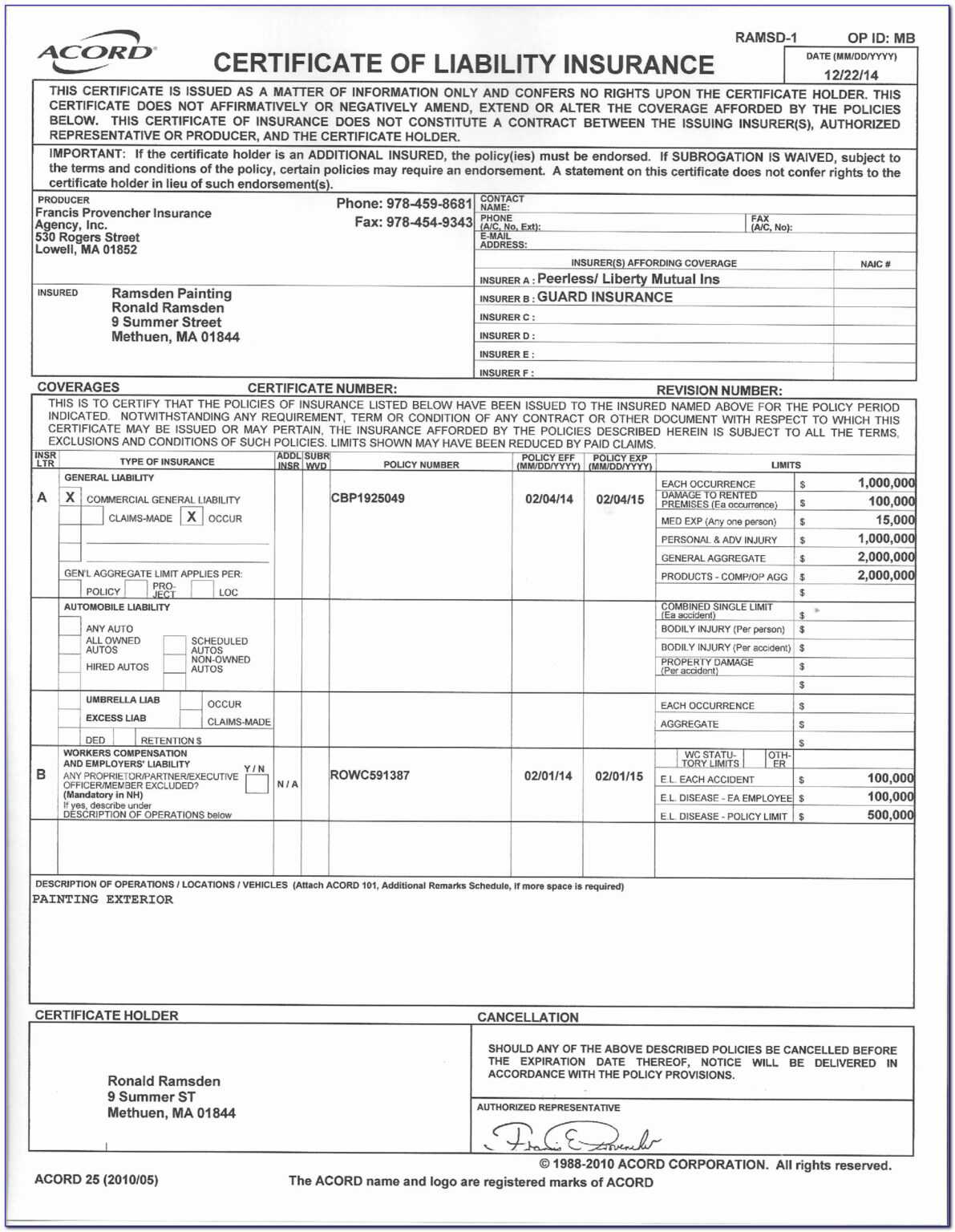 Acord Certificate Of Liability Insurance Inspirational in Acord ...