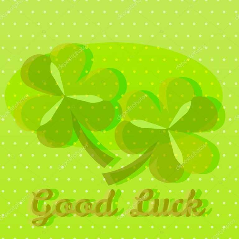 Bright Green Good Luck Greeting Card With Two Shamrocks within Good ...