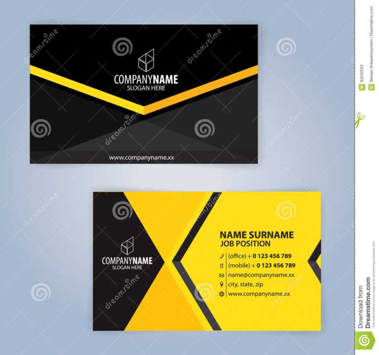 Business Card Template. Yellow And Black Stock Vector pertaining to ...