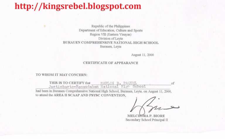 Certificate Of Appearance Template – Sample.gelorailmu.com