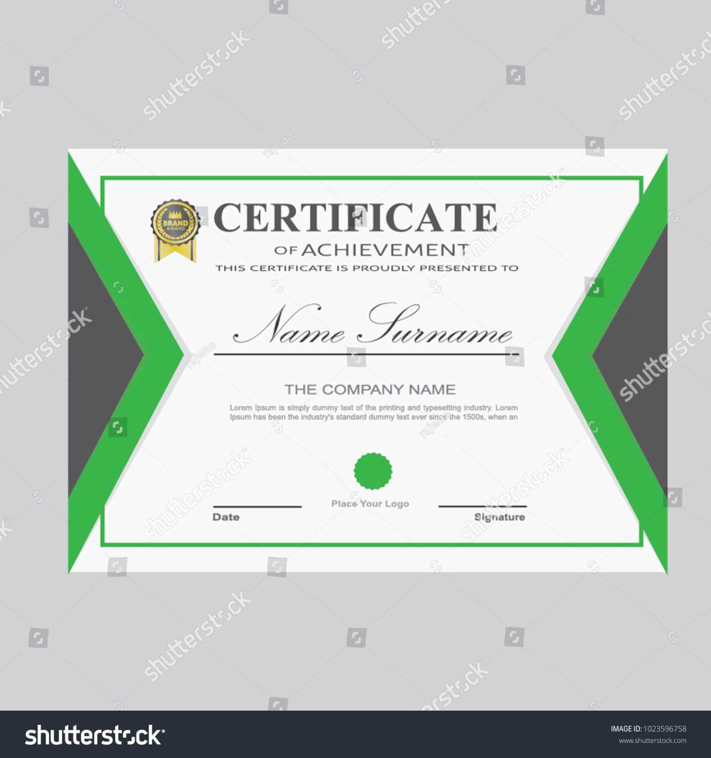 Certificate Template Modern A4 Horizontal Landscape Stock with ...