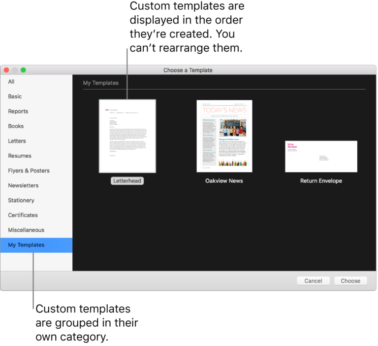 Create A Custom Template In Pages On Mac – Apple Support inside ...