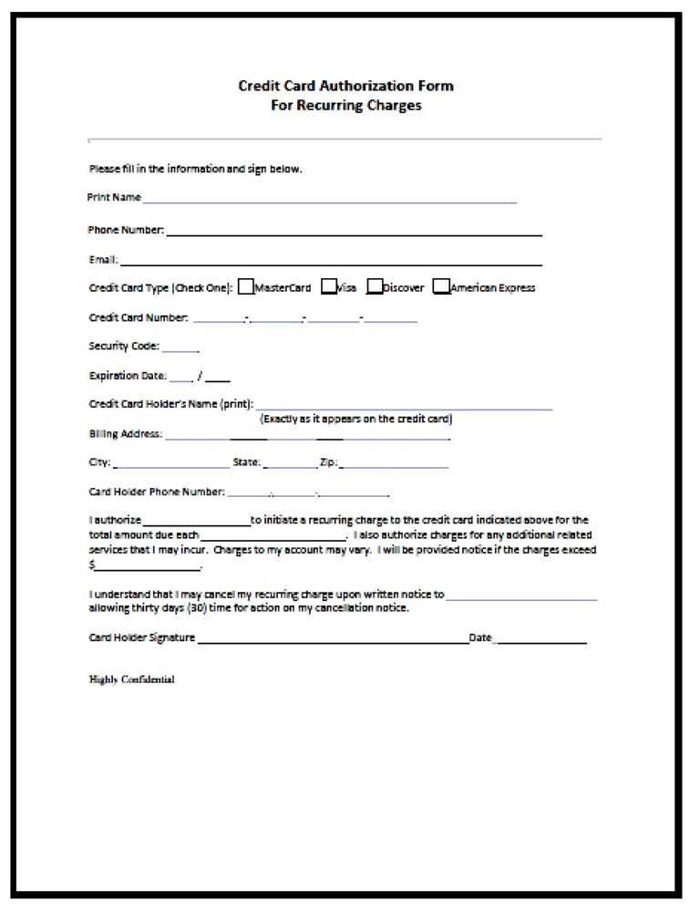 Credit Card Form Template Word Authorization Free Payment with Credit ...