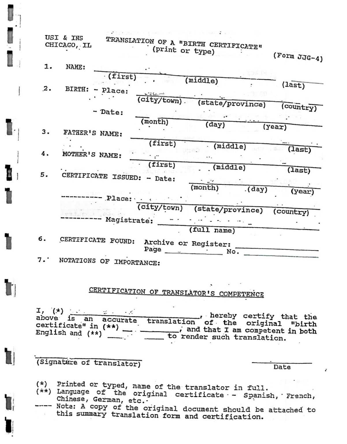 Death Certificate Translation Template