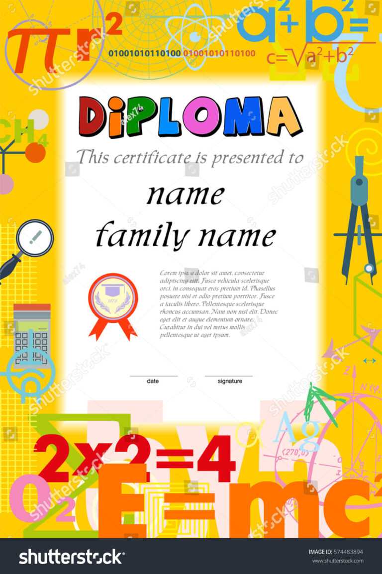 Diploma Template Kids Certificate Background Scientific throughout Math ...