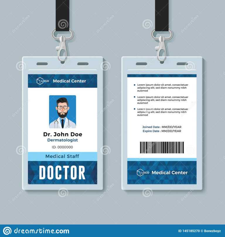 Doctor Id Card. Medical Identity Badge Design Template Stock within ...