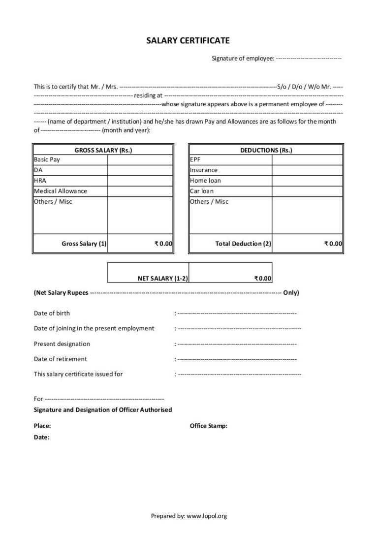 Download Salary Certificate Formats – Word, Excel And Pdf pertaining to ...