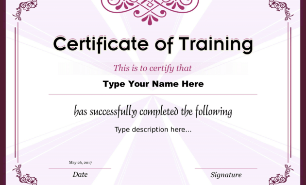 ️free Certificate Of Training Sample Template ️ throughout Template For ...