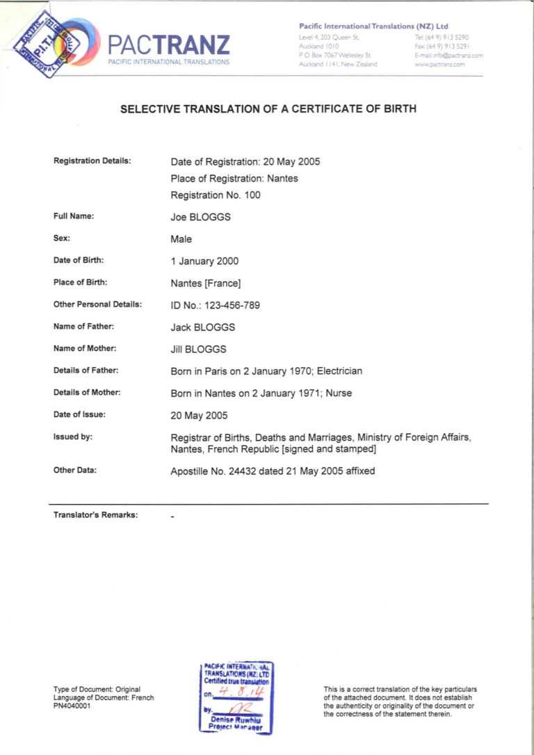 French Birth Certificate Translation Sample Mangdienthoai for Birth ...