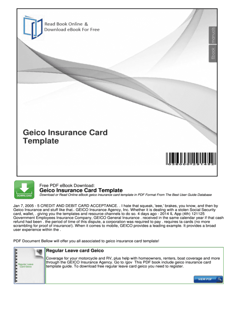Geico Insurance Card Template Pdf – Fill Online, Printable within Fake ...