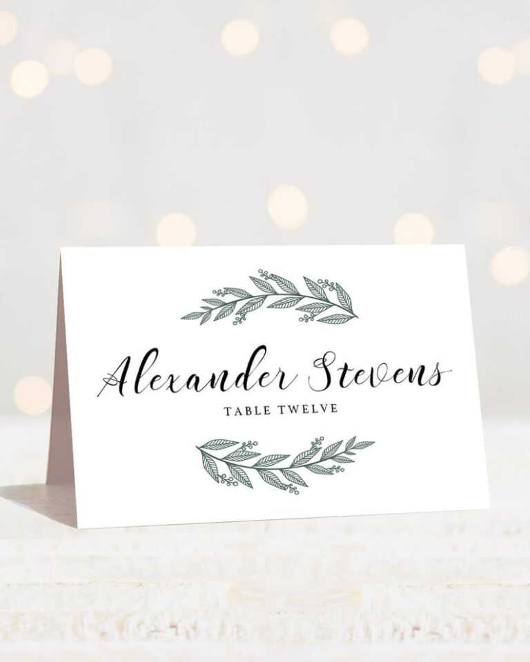 Greenery Wedding Place Cards Template Printable Name Cards Botanical ...