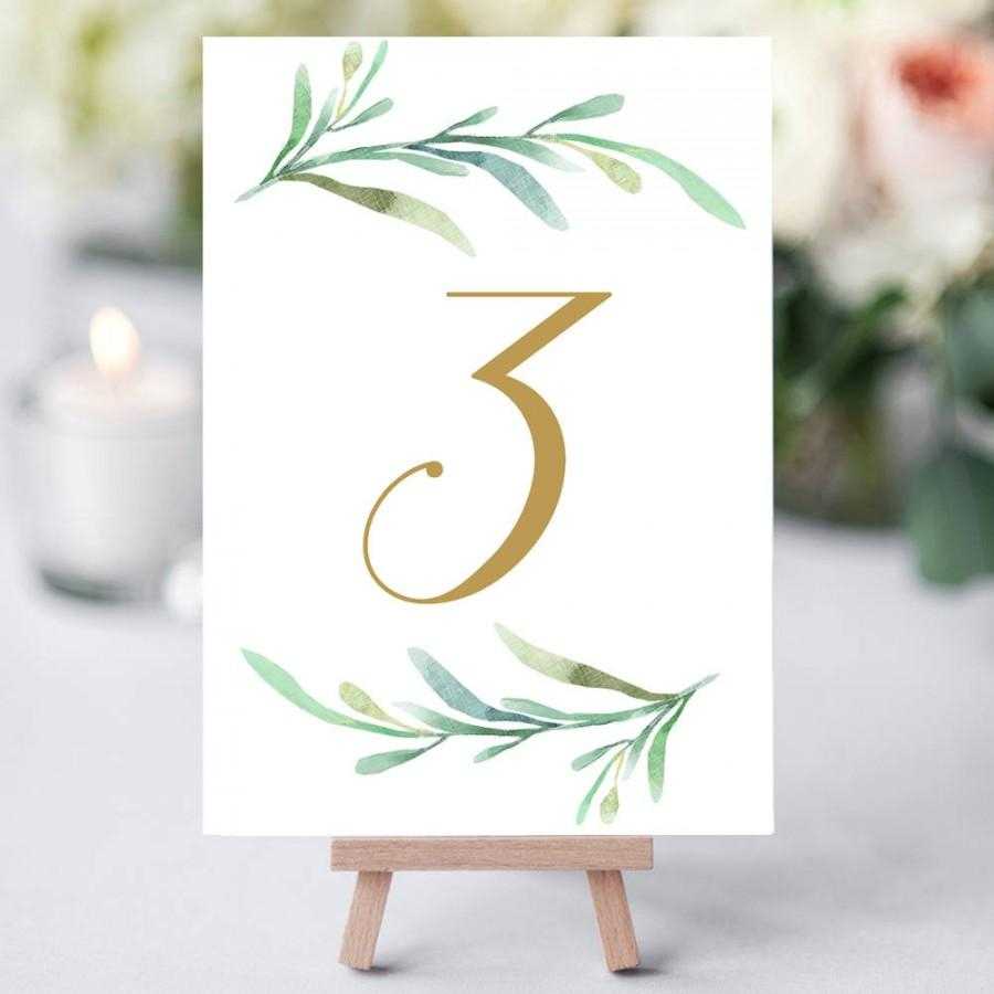 Greenery Wedding Table Numbers Template Printable Reception Within Table Number Cards Template