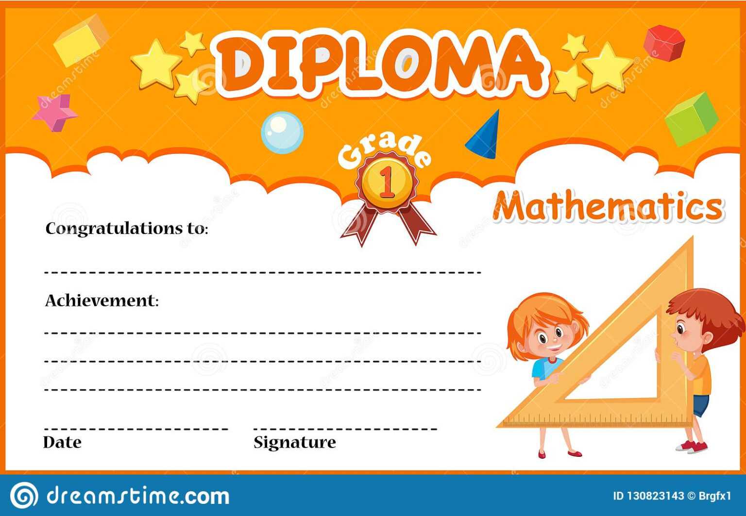 Mathematics Diploma Certificate Template Stock Vector regarding Math ...