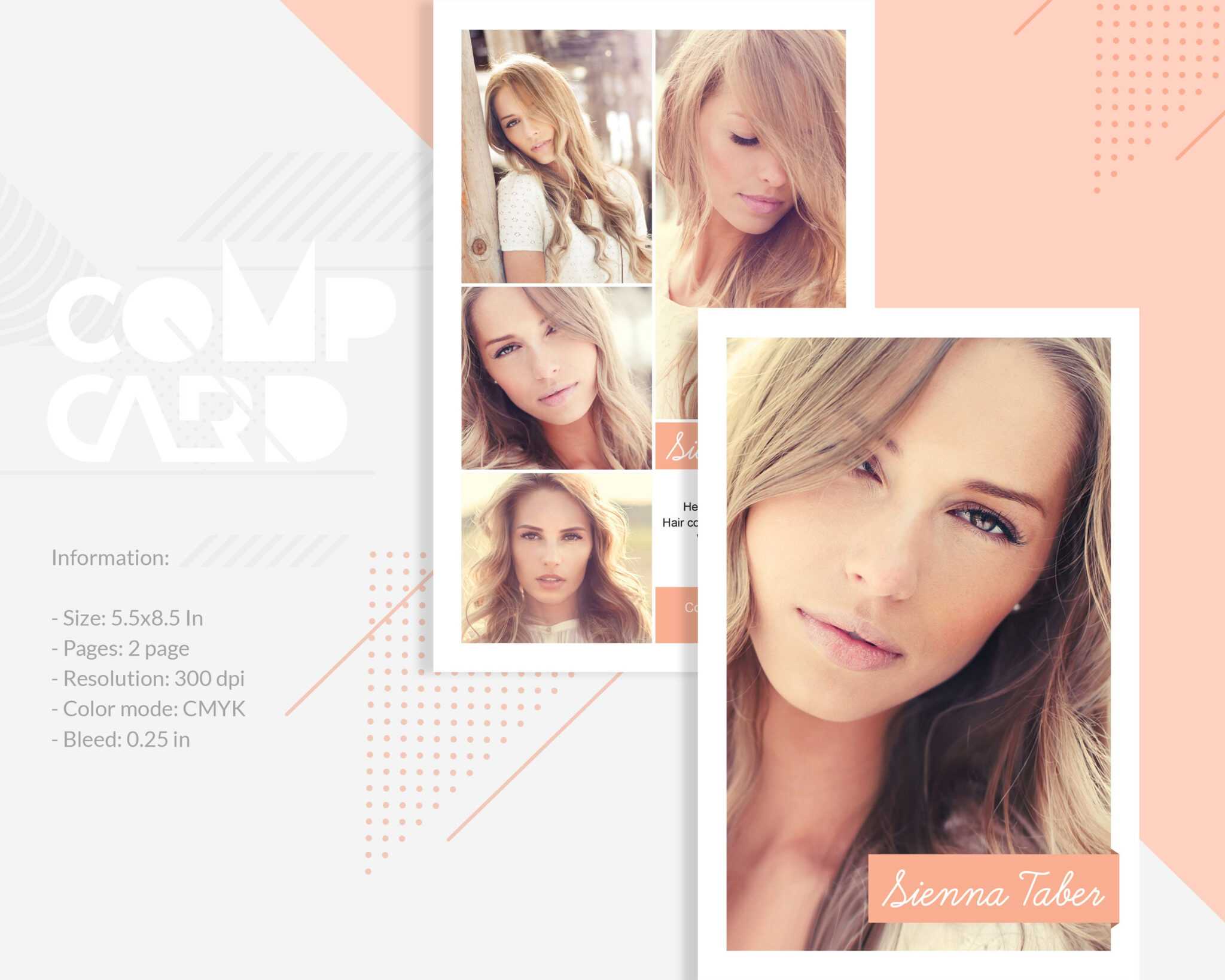 Modeling Comp Card Template | Model Agency Zed Card | Photoshop ...