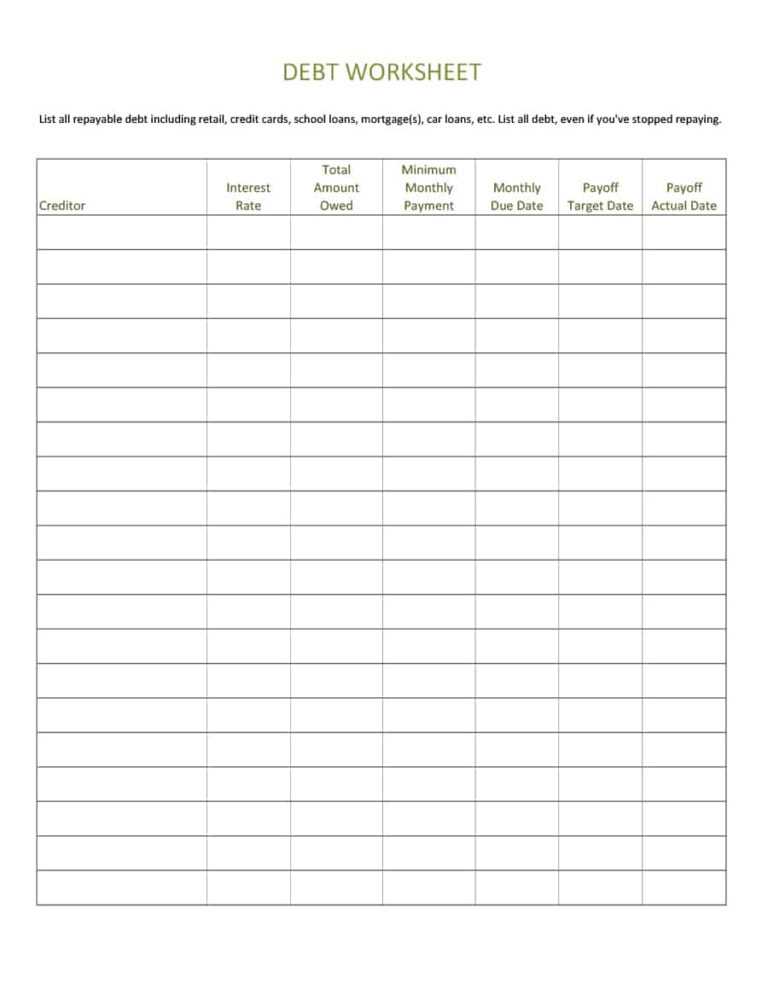 Printable Credit Card Payoff Spreadsheet