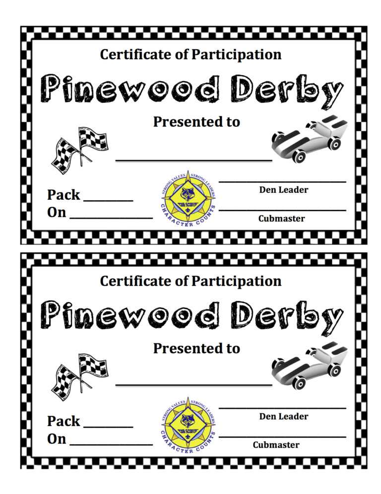 Pinewood Derby Certificates – Sample Certificate regarding Pinewood ...