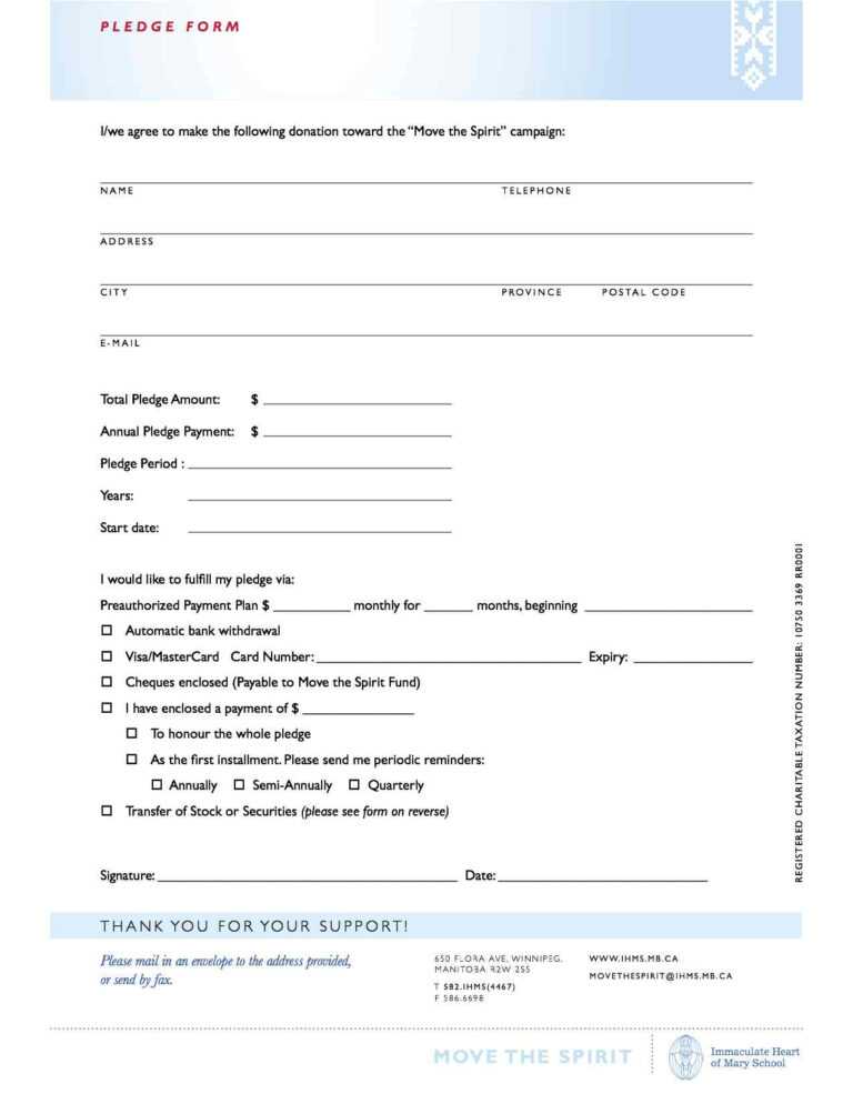 Pledge Forms – Colona.rsd7 regarding Free Pledge Card Template – Sample ...