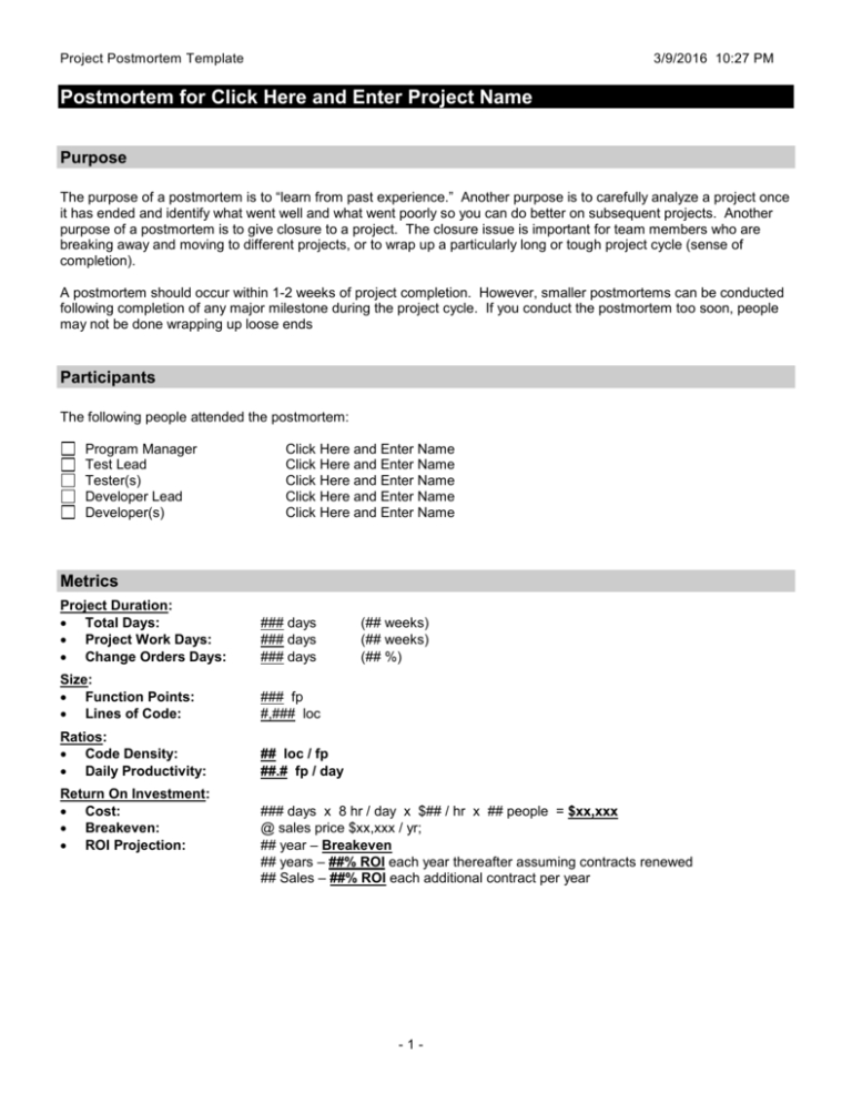Post Mortem Template within Post Mortem Template Powerpoint – Sample ... Post Mortem Template within Post Mortem Template Powerpoint – Sample ...