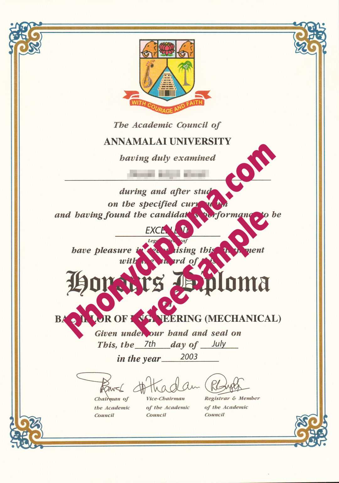 Sample Degree Certificates Of Universities for Masters Degree ...