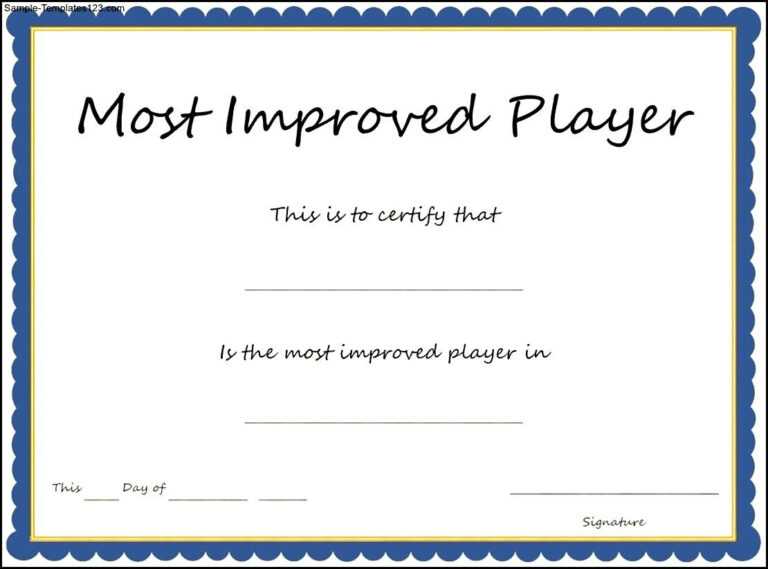 Sports – Most Improved Player Certificate Template – Sample throughout ...