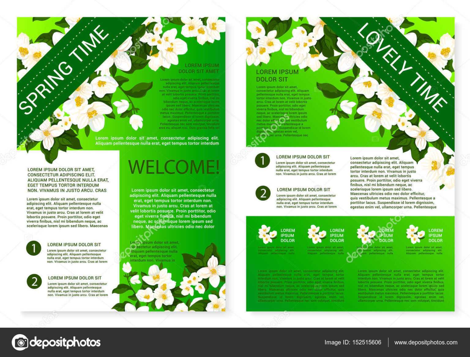 Spring Flowers Welcome Brochure Template Design — Stock with regard to ...