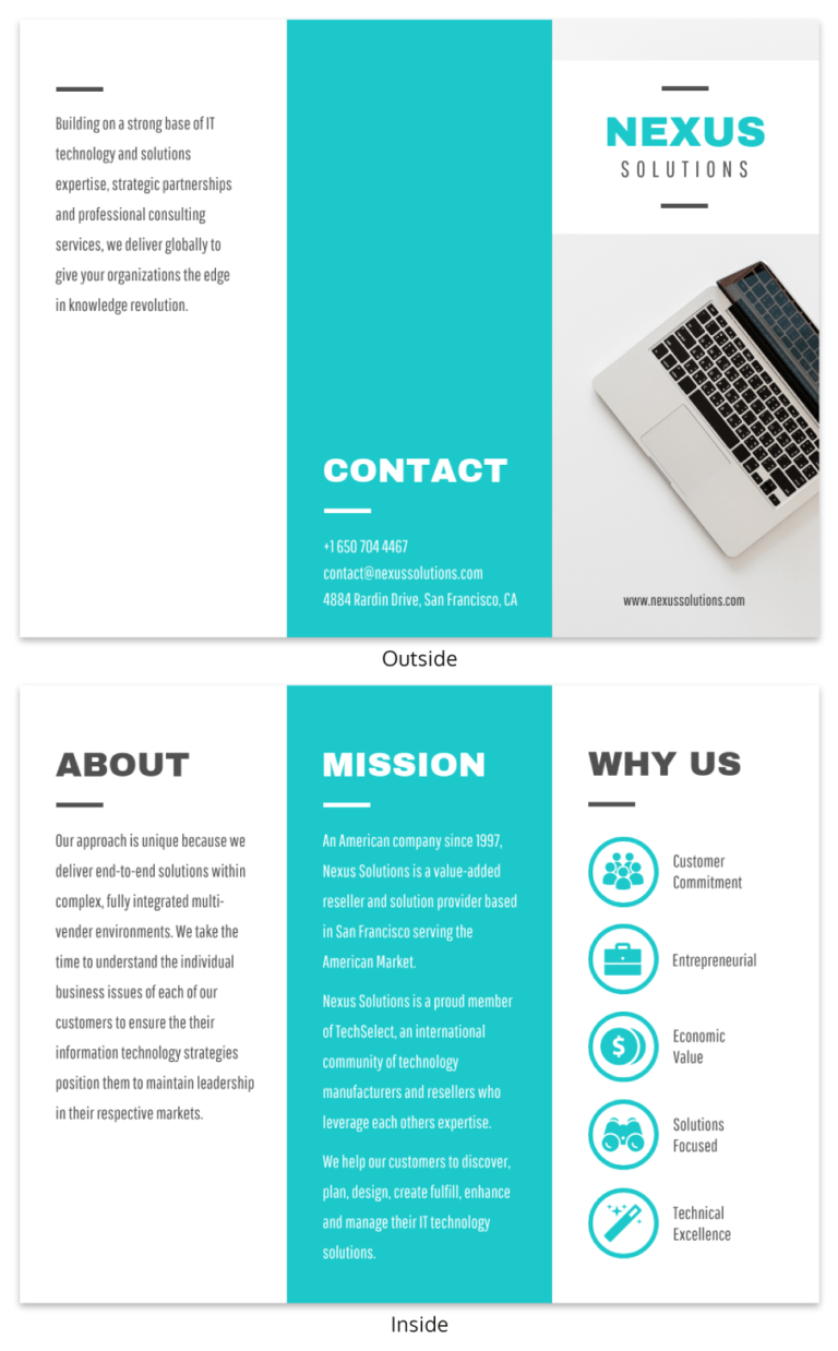 Technology Tri-Fold Brochure Template in Three Panel Brochure Template ...