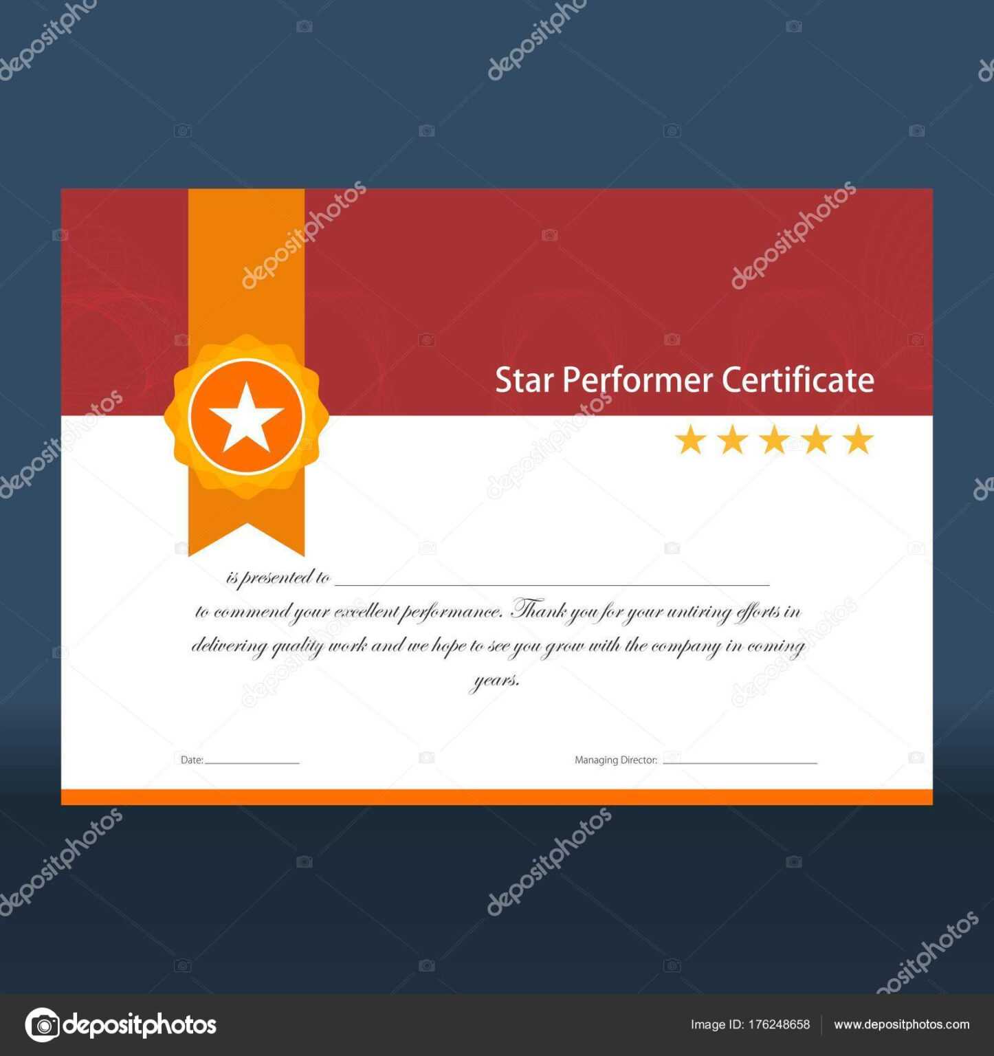 Vintage Red And Gold Star Performer Certificate — Stock pertaining to ...