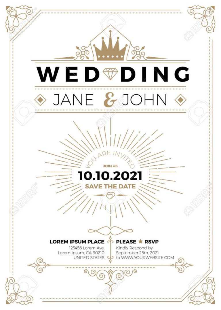 Vintage Wedding Invitation Card A5 Size Frame Layout Print Template ...